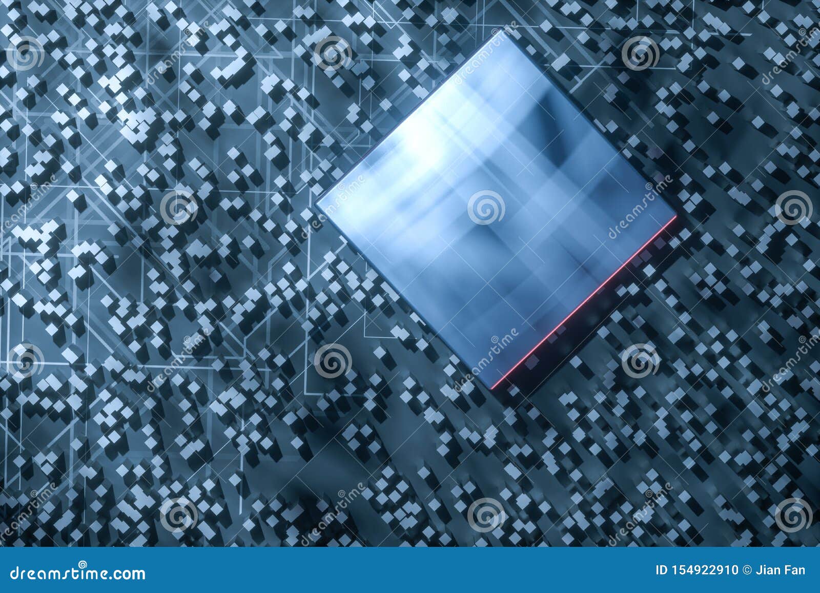 Dark Technological Lines Background with Cubes and Lines, 3d Rendering ...
