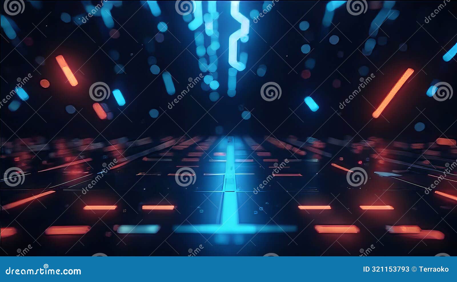 Dark Technology Background With Shimmering Neon Particles, Smooth Waves ...
