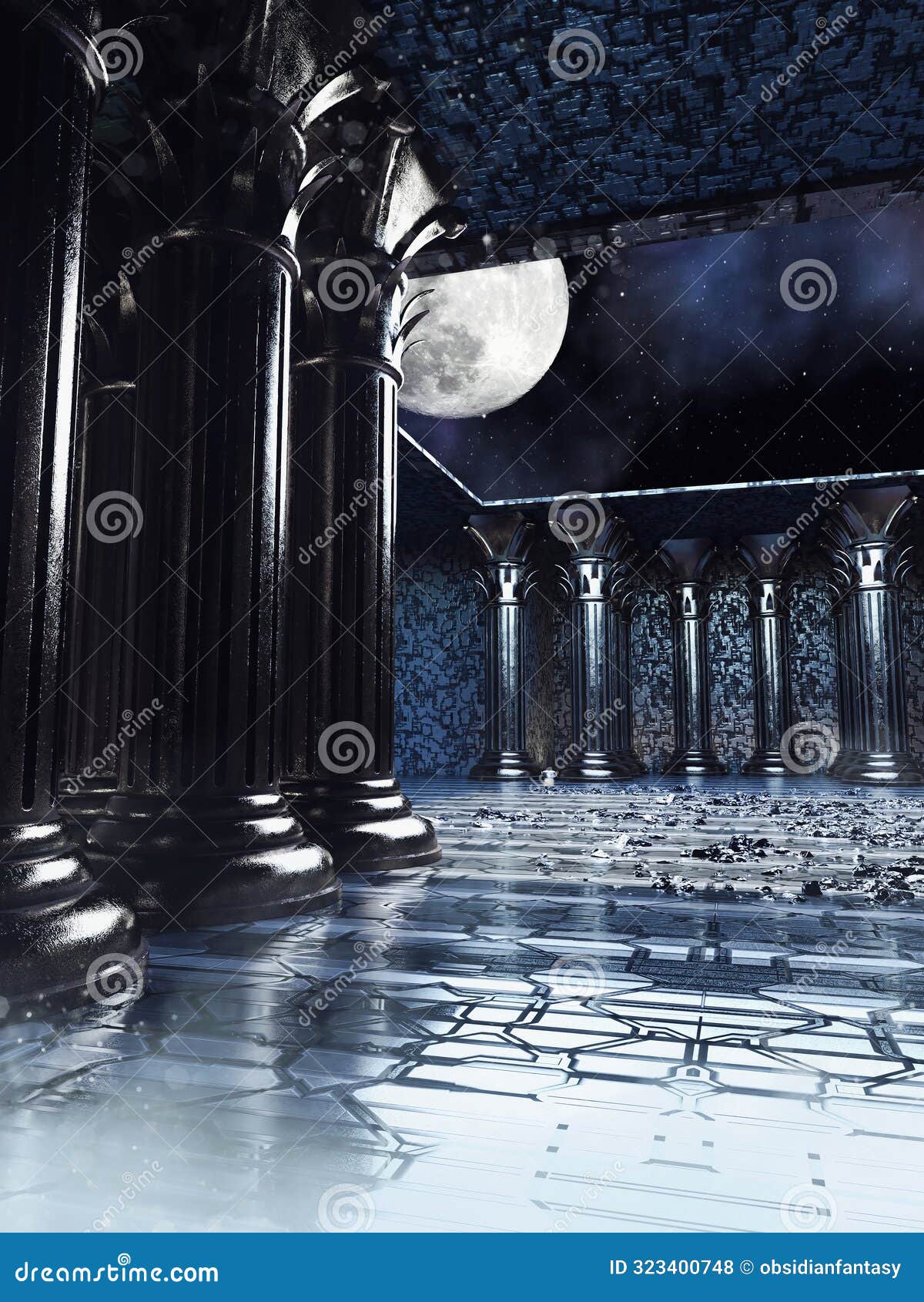 Dark Temple With Glowing Triangle Royalty-Free Cartoon | CartoonDealer ...