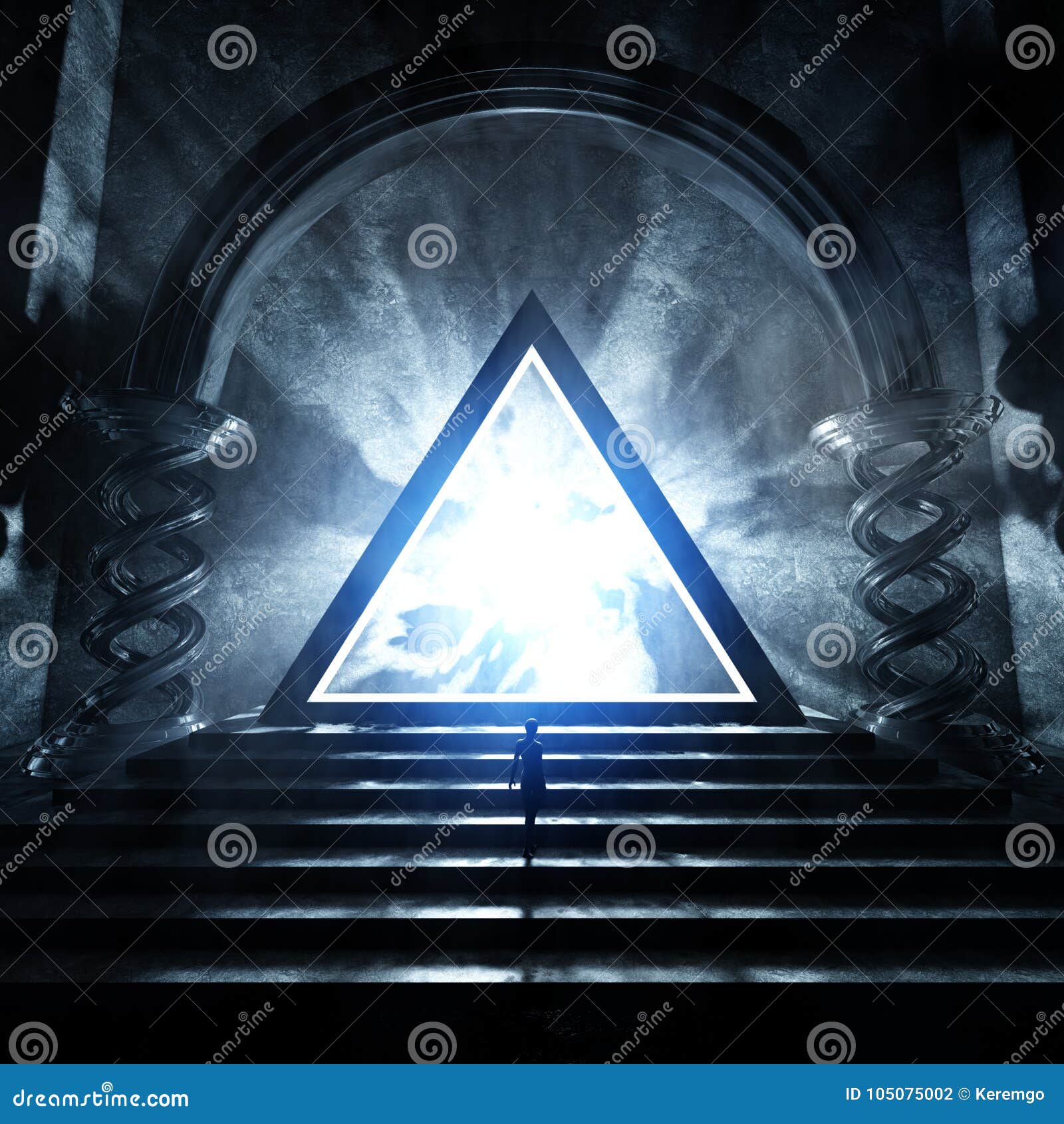 Dark Temple With Glowing Triangle Royalty-Free Illustration ...