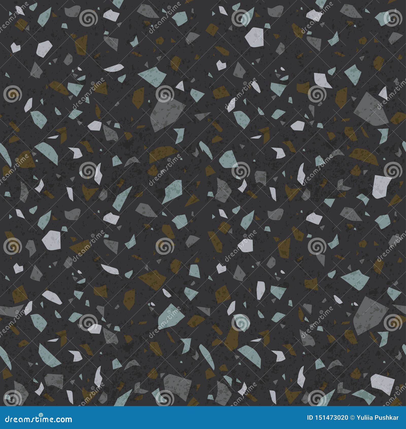 Terrazzo Texture Or Tile. Seamless Pattern With Blue, Yellow And Black ...