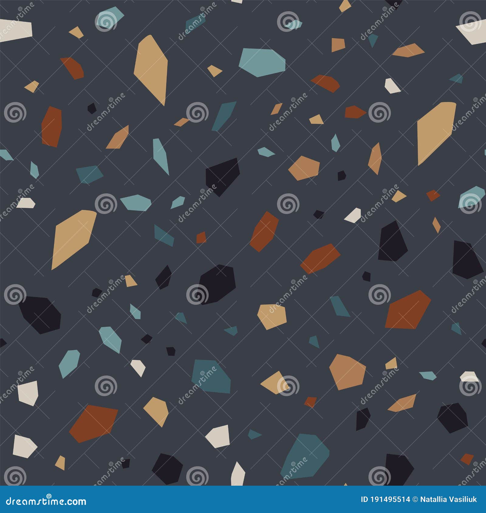 Dark Terrazzo Flooring Texture. Vector Seamless Pattern Of Granite ...