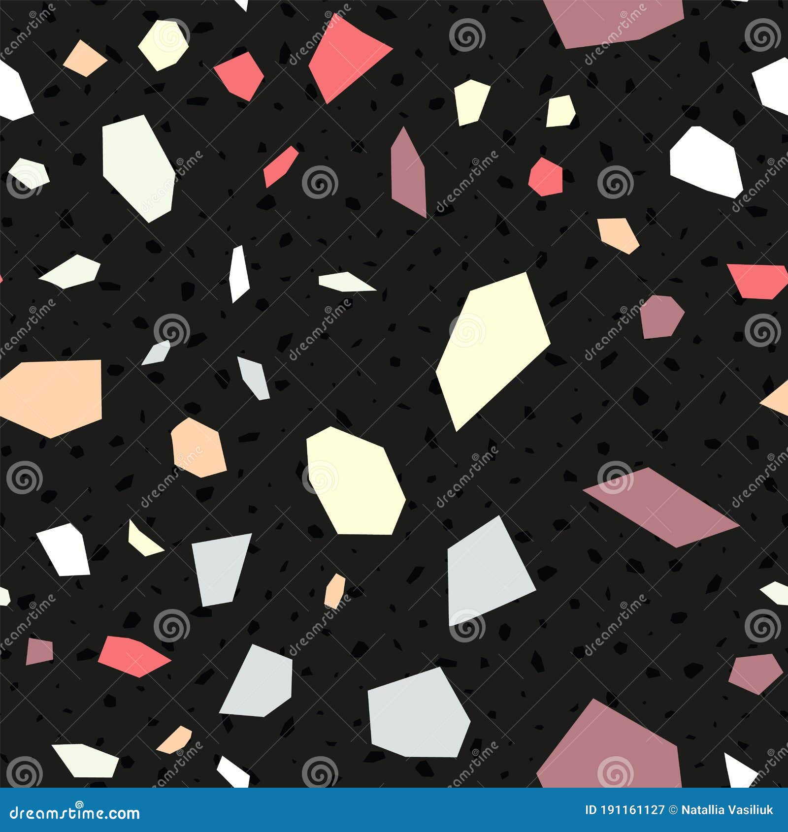 Dark Terrazzo Wall Vector Seamless Pattern. Stock Vector - Illustration ...