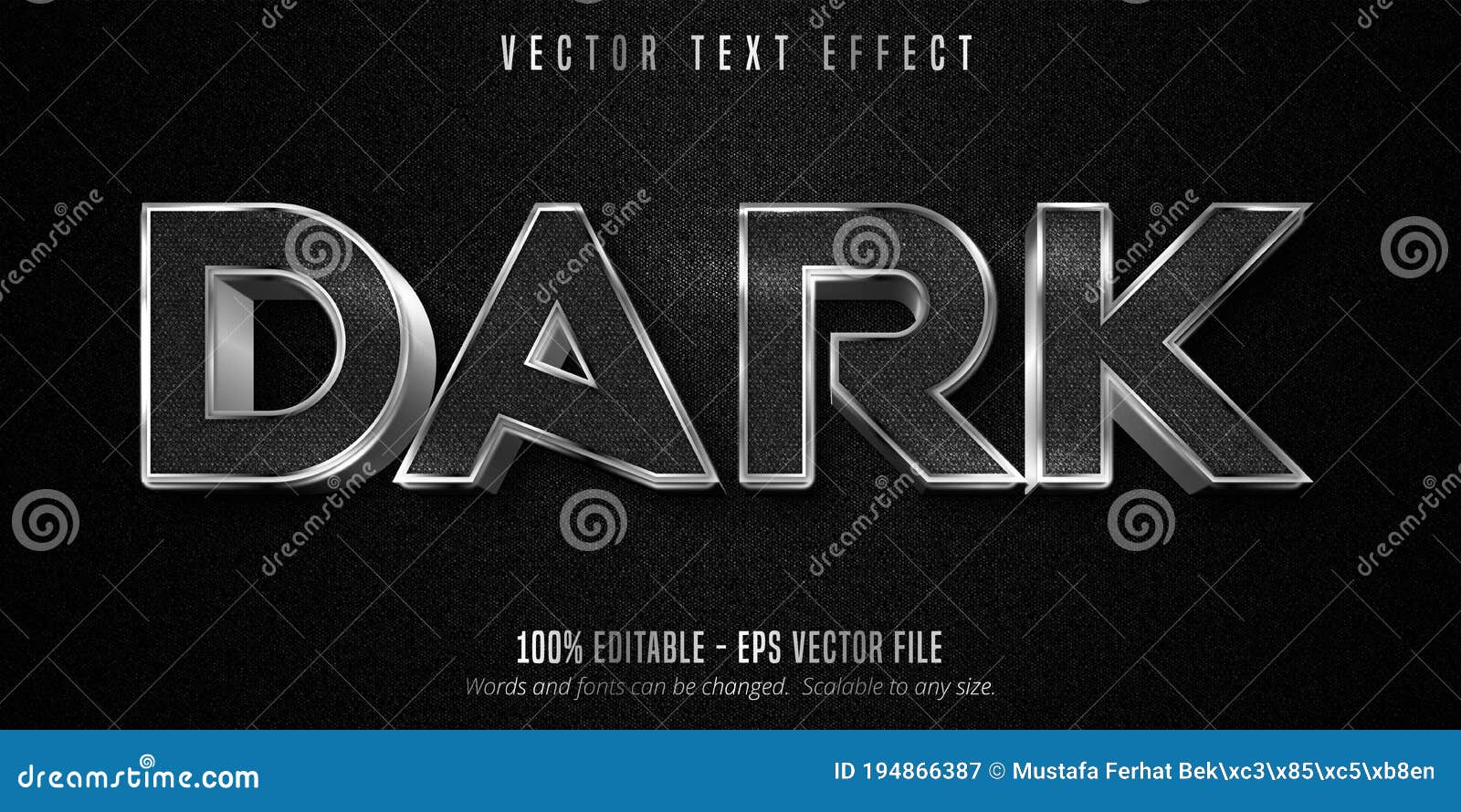 Dark Text, Metallic Silver Style Editable Text Effect Stock Vector ... Dark Text, Metallic Silver Style Editable Text Effect Stock Vector ...