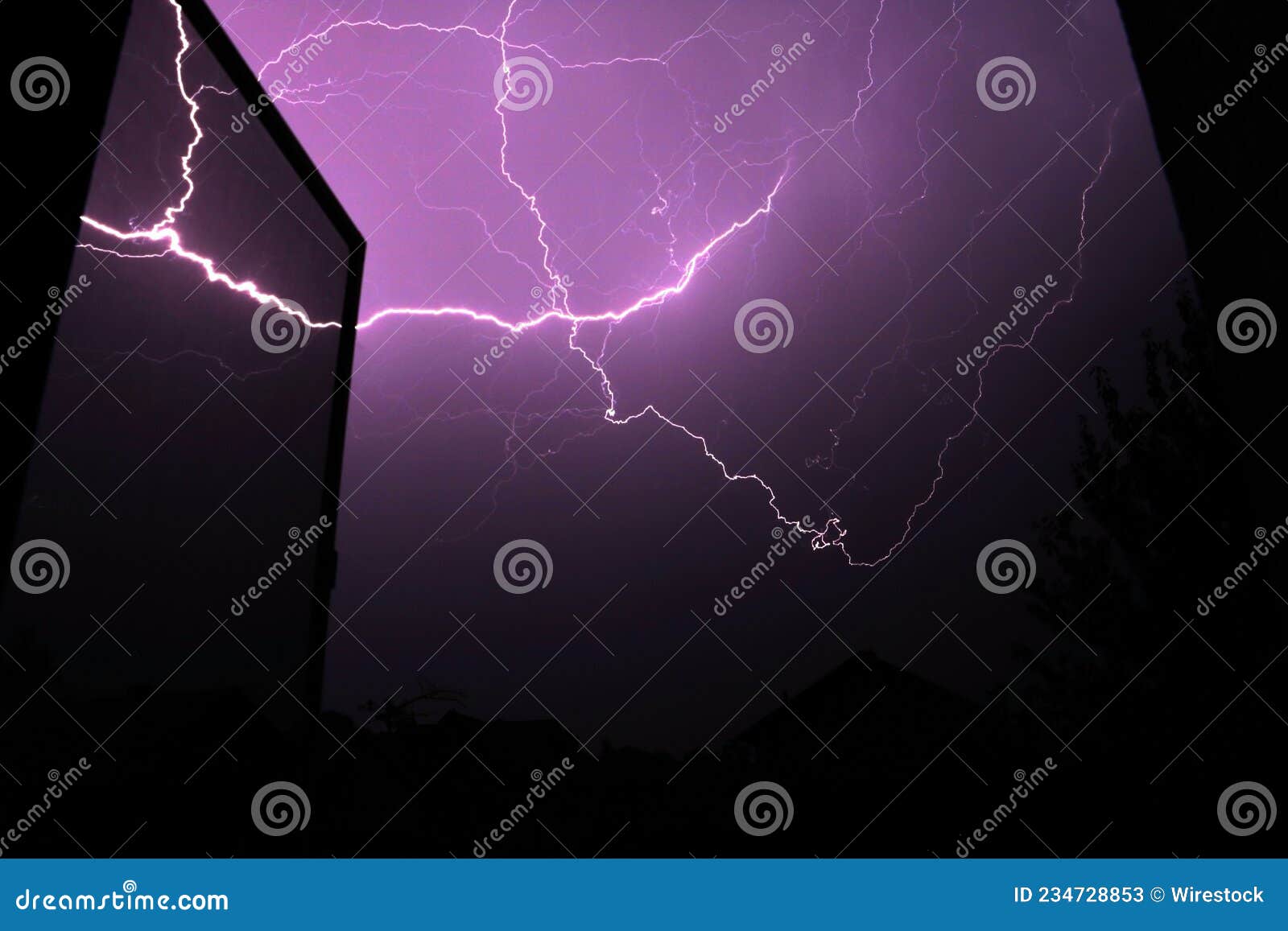 Dark Texture with Realistic Violet Lightning Stock Image - Image of ...