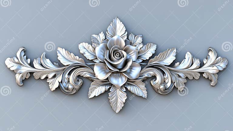 On a Dark Textured Background, this Design Features a Silver Floral ...