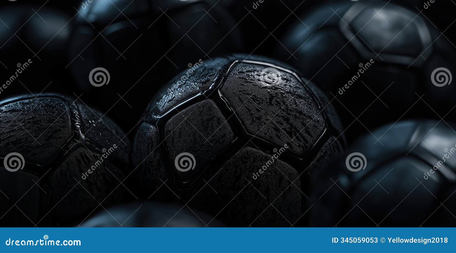 Dark Textured Soccer Balls in a Dramatic Close Up with Moody Lighting ...