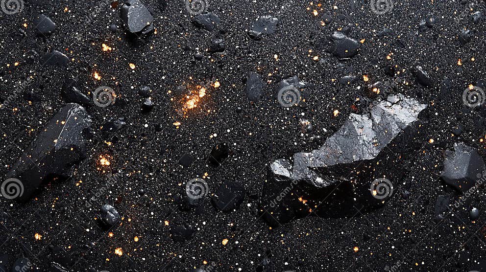 Dark, Textured Surface with Scattered Rocks and Glowing Embers Stock ...
