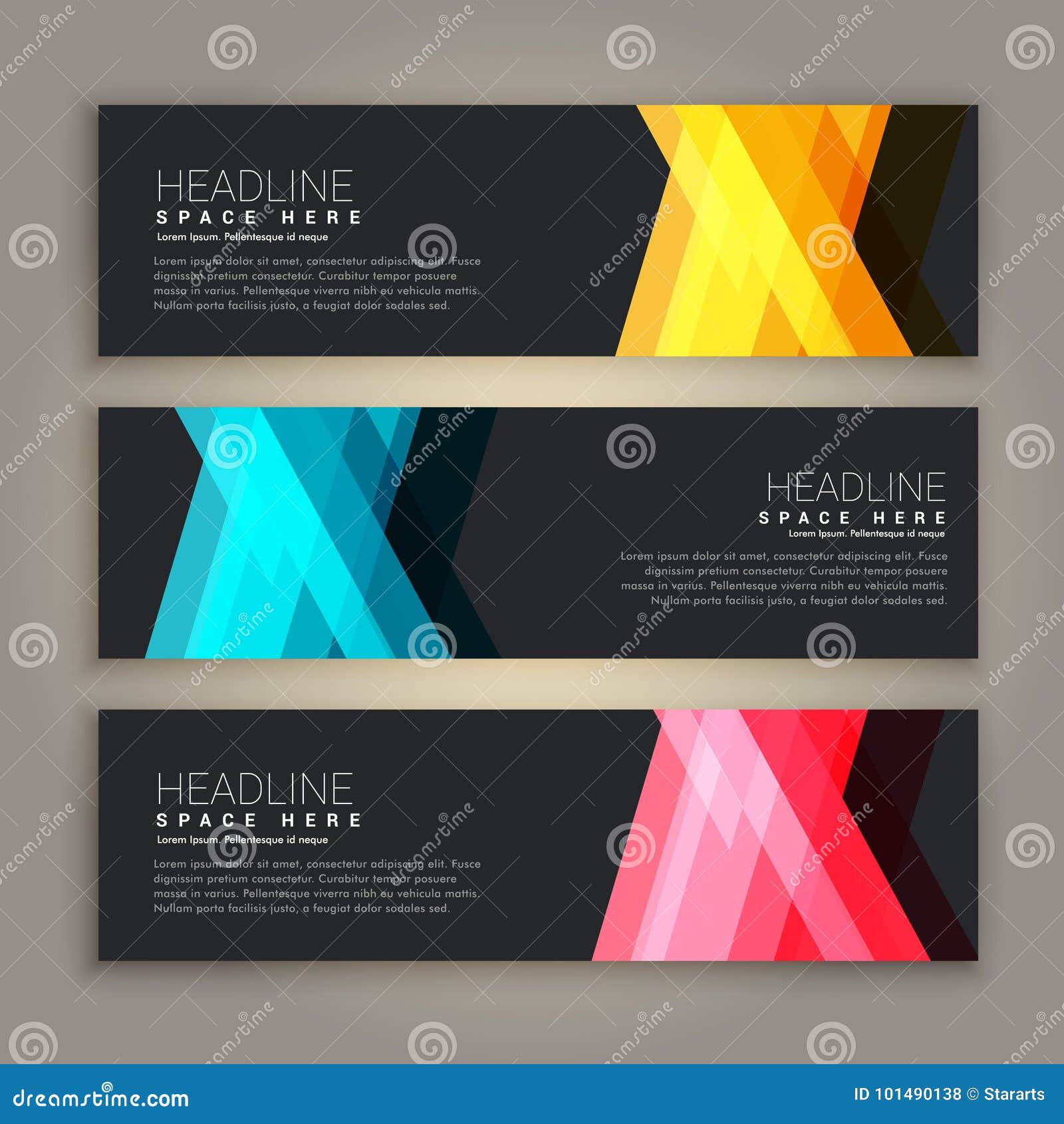 Dark Theme Abstract Banners Set Stock Vector - Illustration of ...