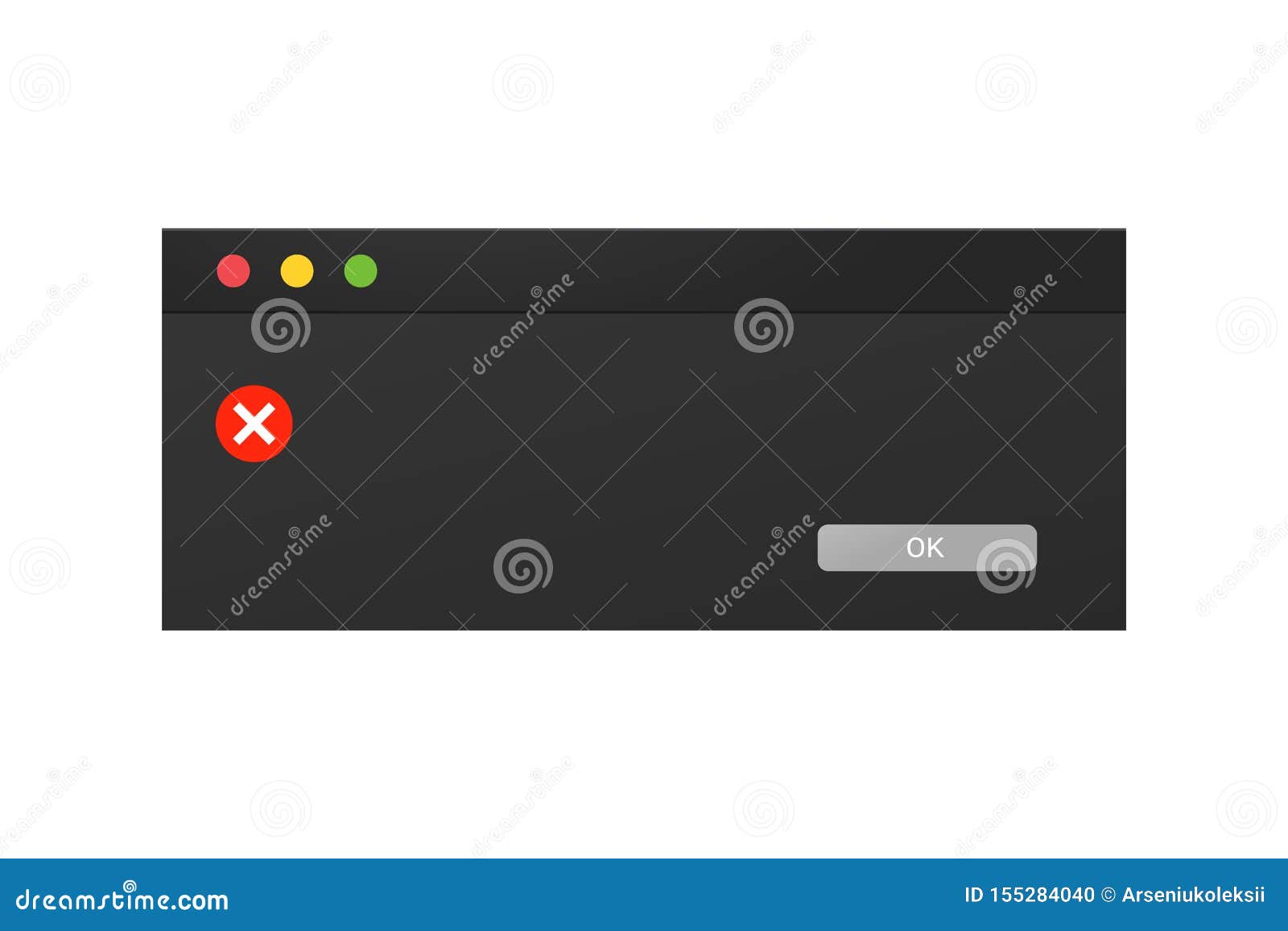 Dark Theme of an Error Message Window Stock Vector - Illustration of ...