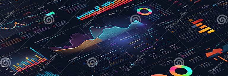 Dark Theme Financial Data Visualization with Various Charts and Graphs ...