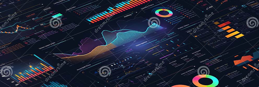 Dark Theme Financial Data Visualization with Various Charts and Graphs ...