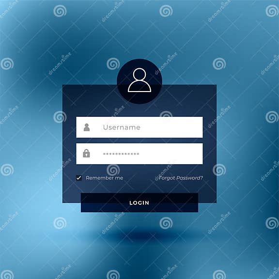 Dark Theme Login Page Template Design Stock Vector - Illustration of ...