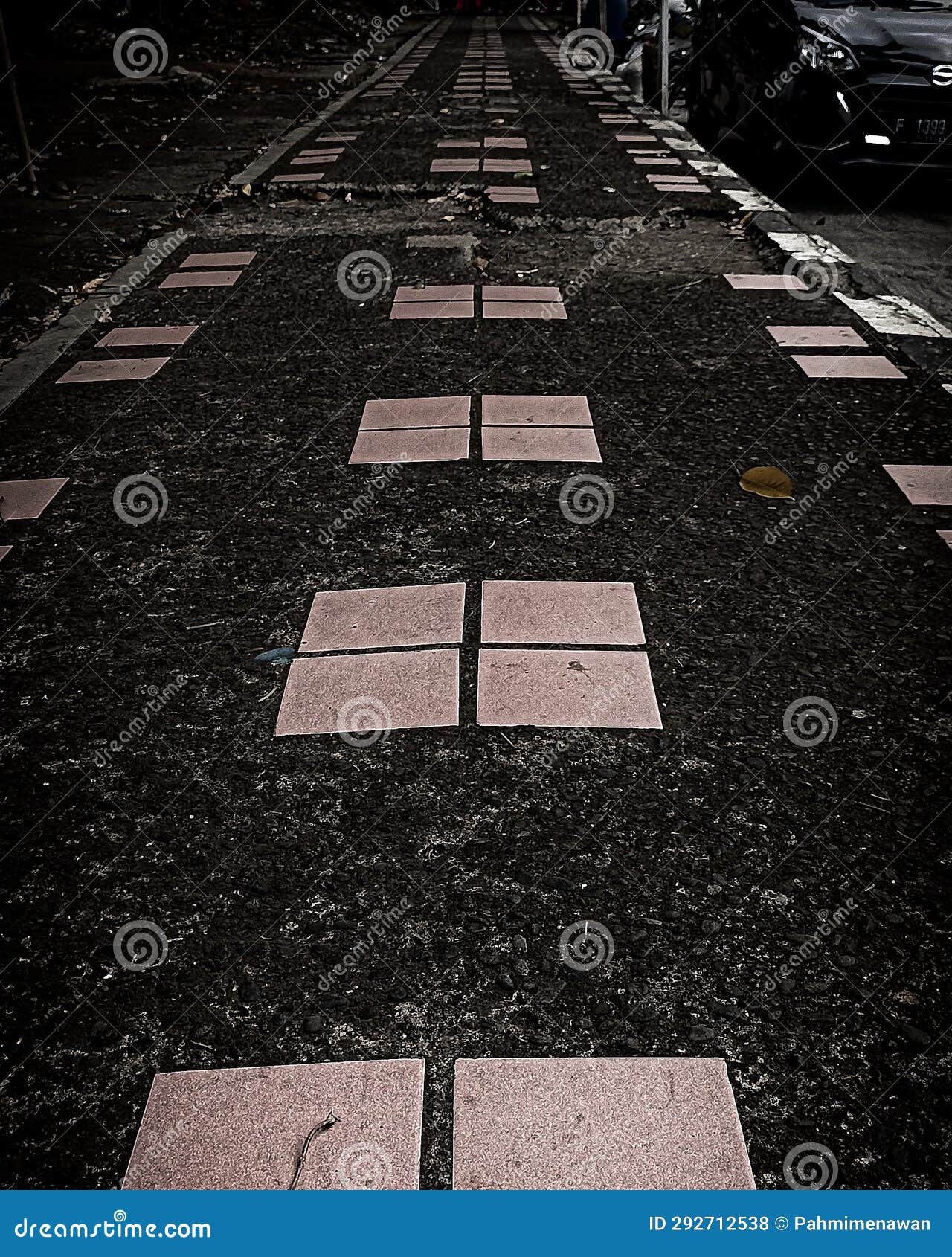 A Dark Theme Stone Sidewalk with Ceramics Stock Photo - Image of road ...
