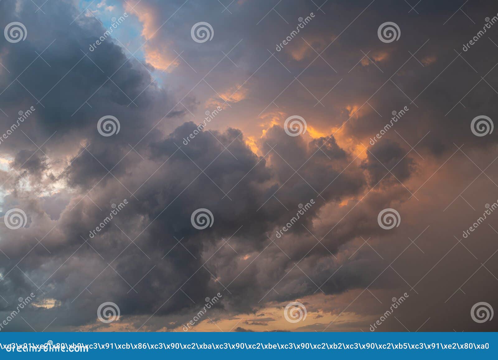 A Dark Thundercloud on the Background of Sunset Stock Photo - Image of ...