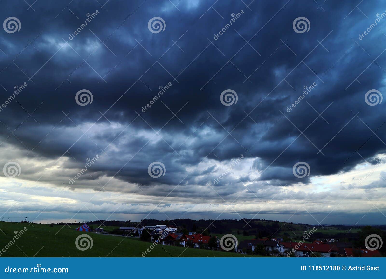 Dark Thunderclouds Over a Small Town Stock Photo - Image of cloudy ...
