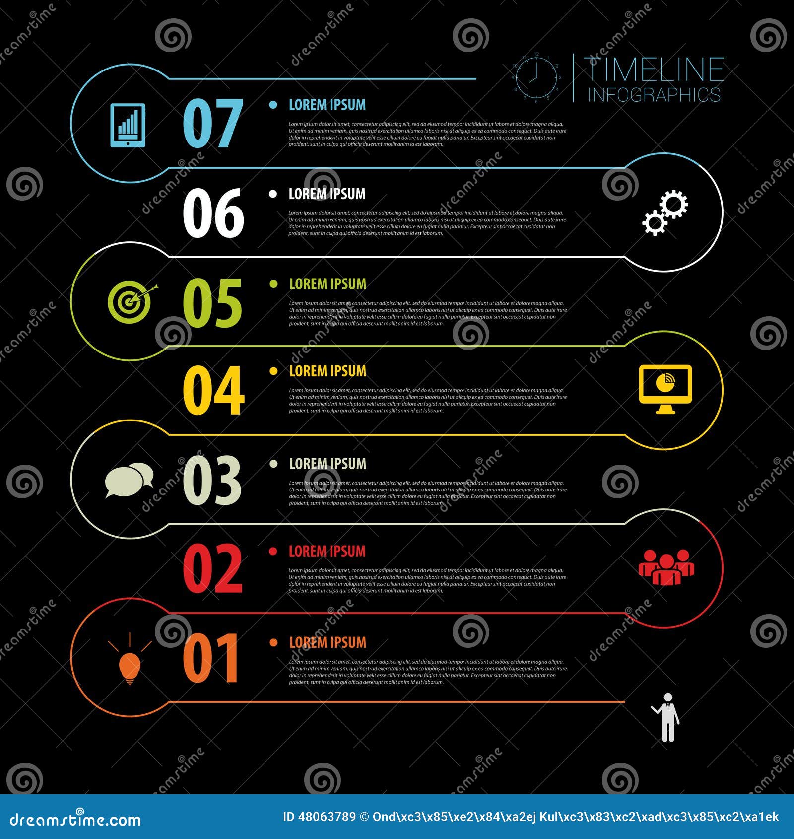 Dark Timeline Infographics with Icons. Vector Stock Vector ...