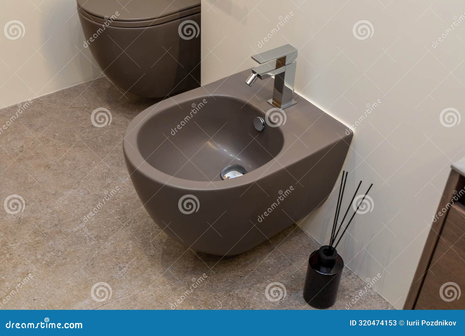 Dark Toilet and Sink in a Minimalist Style. Stock Image - Image of ...