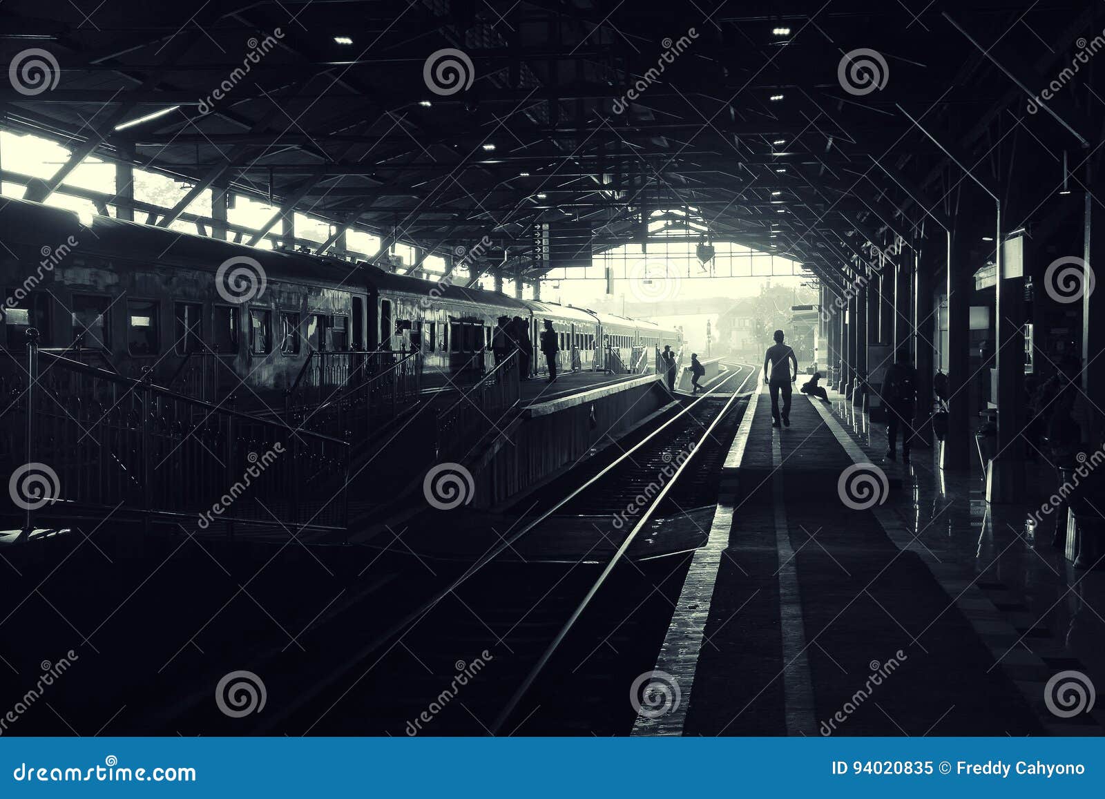 Dark train station bw stock image. Image of black, horror - 94020835