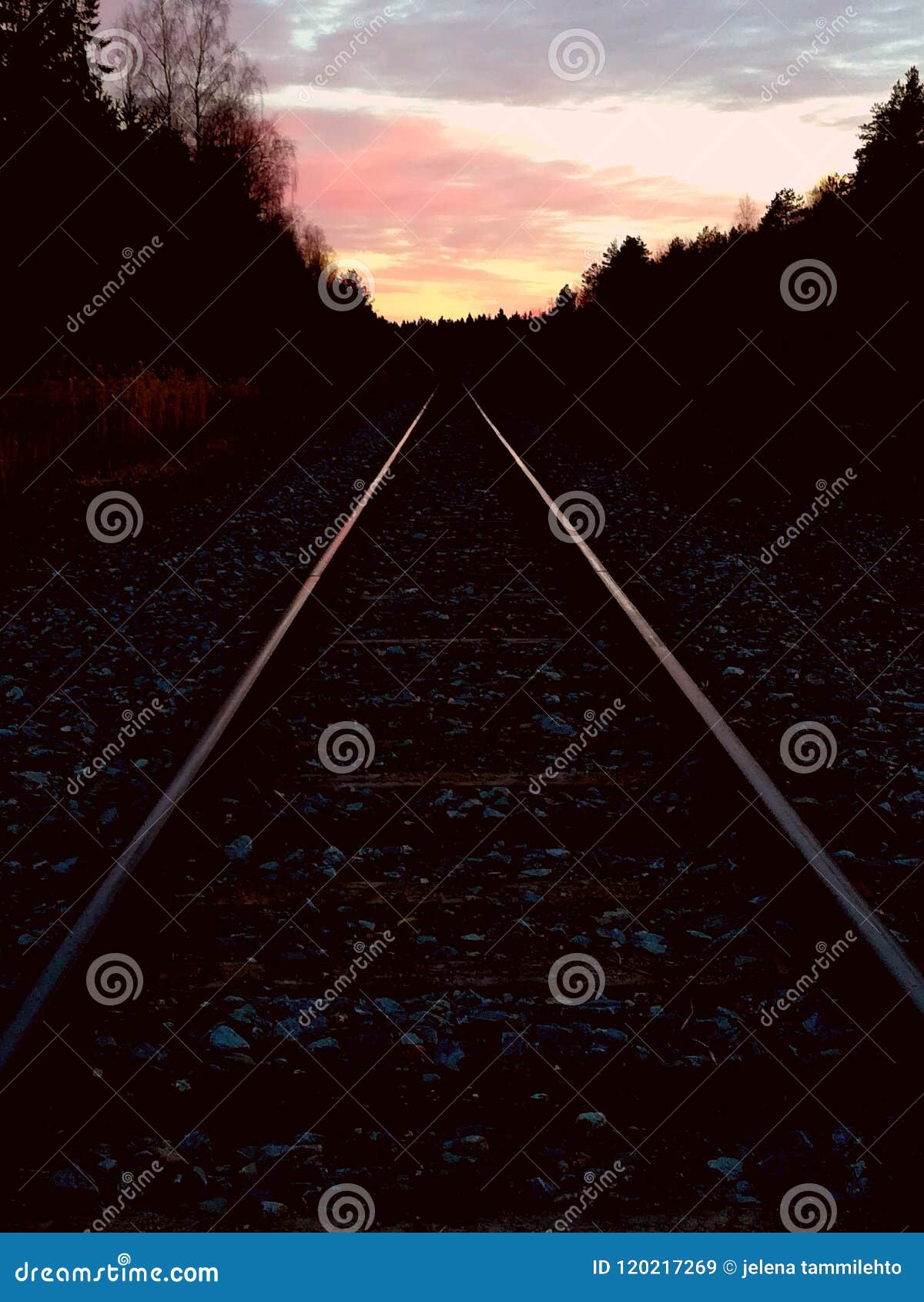 Train track stock image. Image of night, train, dark - 120217269