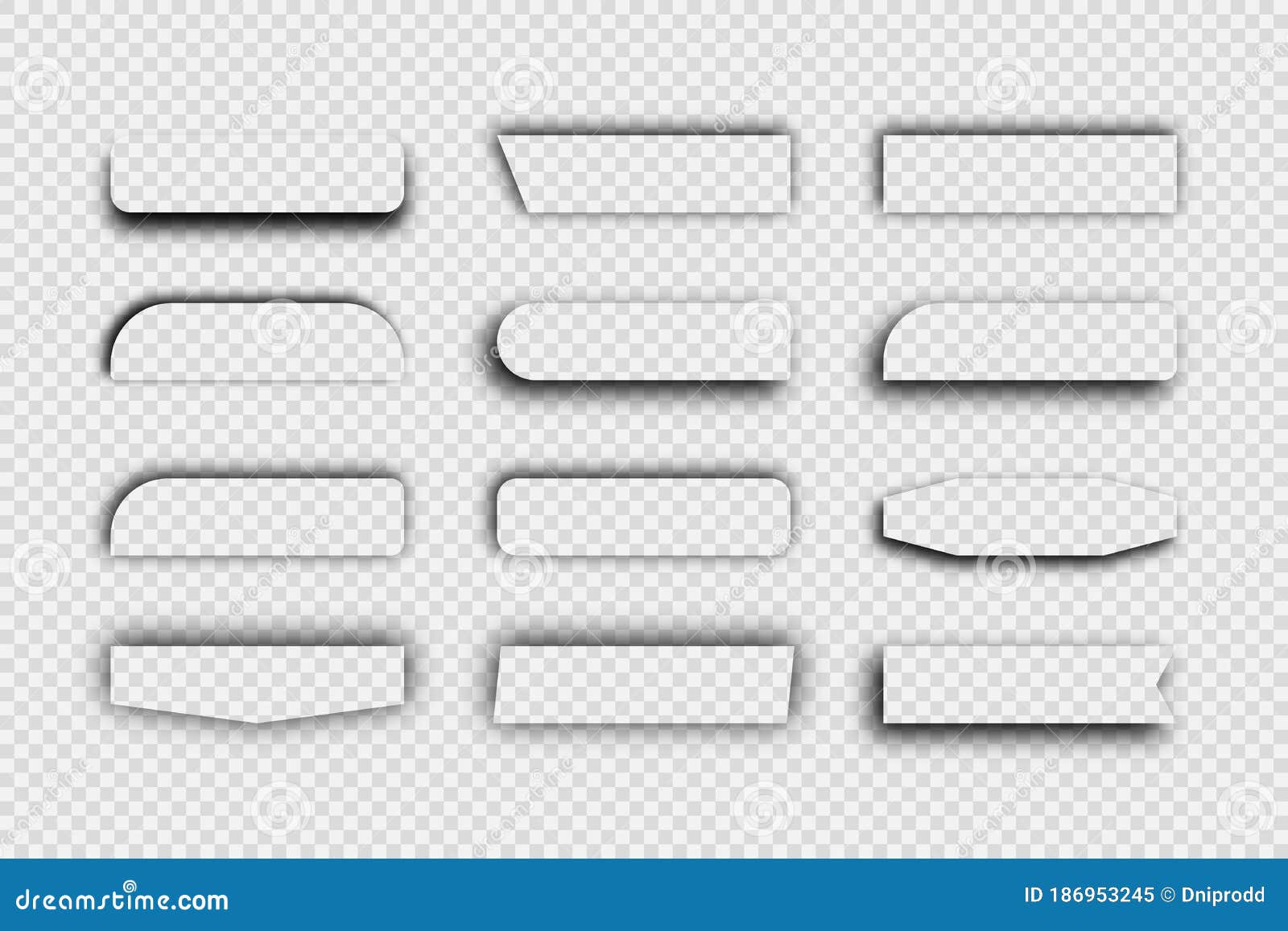 Set of Twelve Rectangular Shadows Isolated on Transparent Background ...