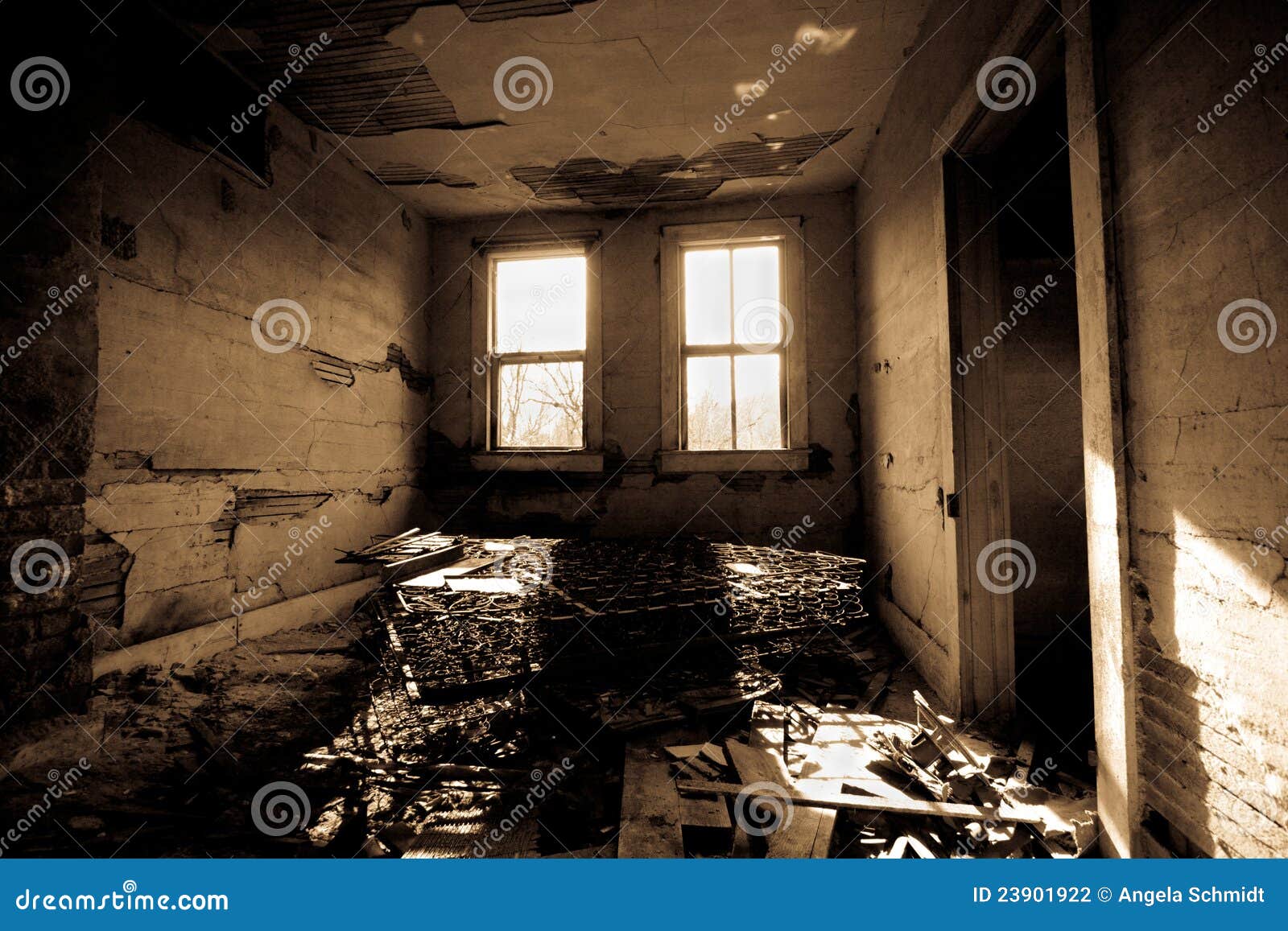 Dark Trashed Room stock photo. Image of broken, homelessness - 23901922