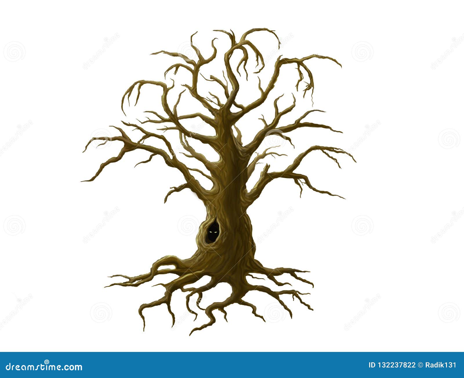 Dark tree with a hollow stock illustration. Illustration of watercolor ...