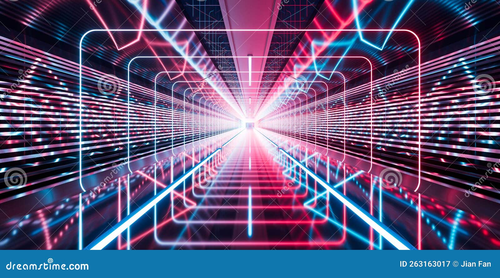 Dark Tunnel with Glowing Light Illuminated, 3d Rendering Stock ...