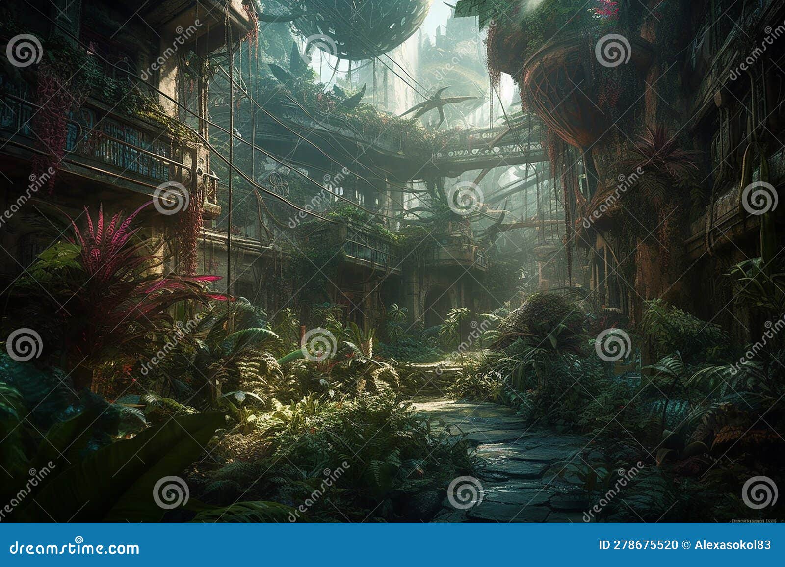 Dark Twisted Reality, Futuristic Jungle Stock Illustration ...
