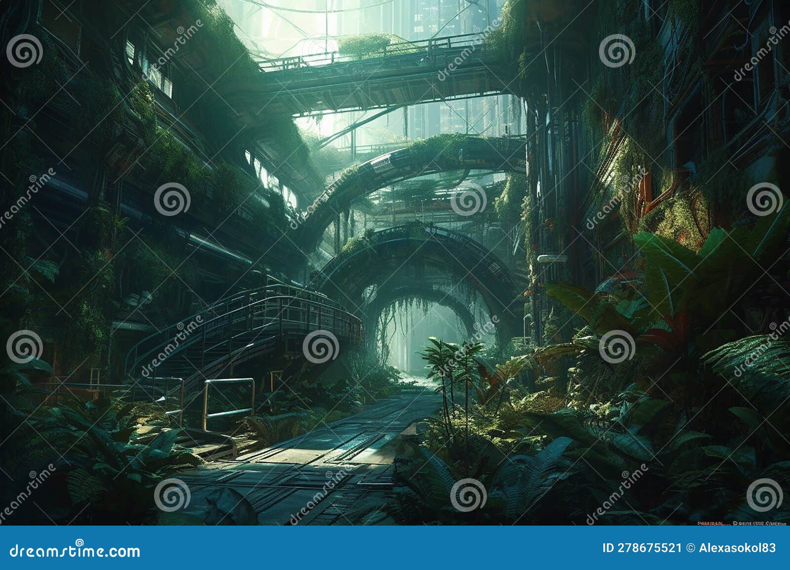 Dark Twisted Reality, Futuristic Jungle Stock Illustration ...