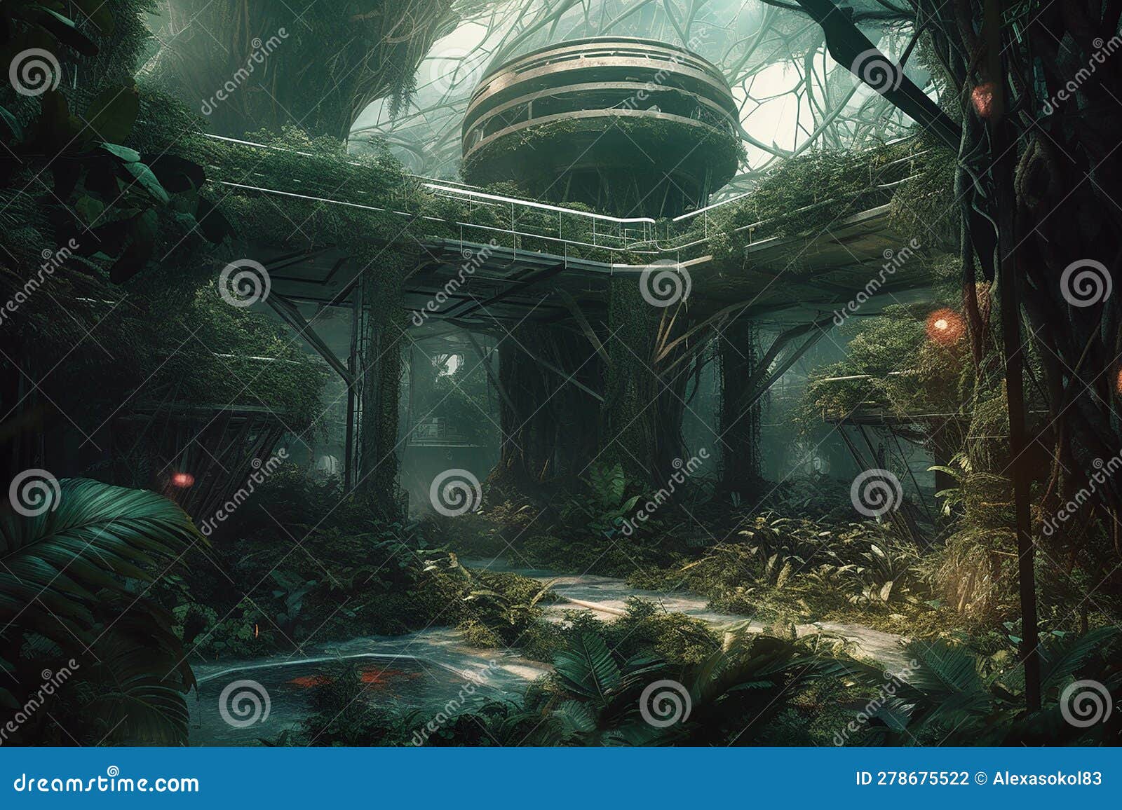 Dark Twisted Reality, Futuristic Jungle Stock Illustration ...