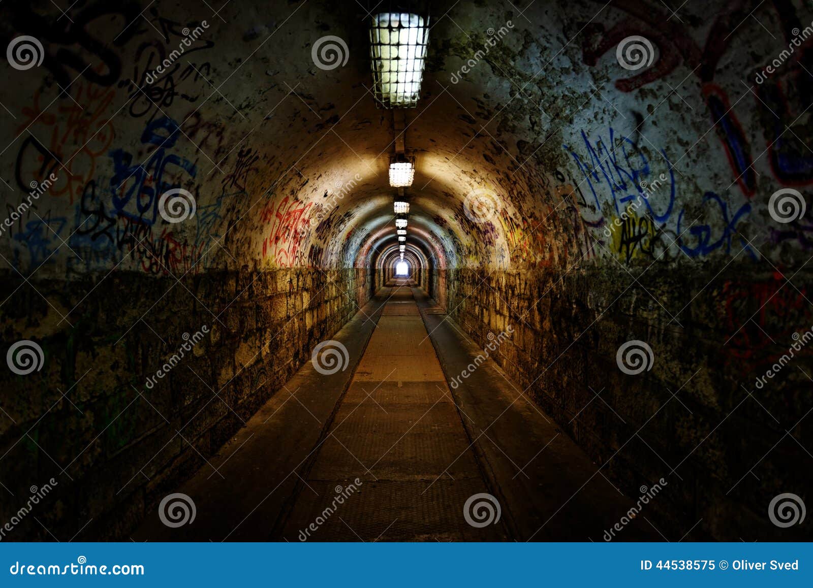 Dark Undergorund Passage with Light Stock Image - Image of architecture ...