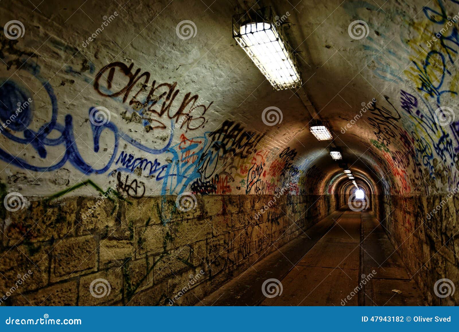 Dark Undergorund Passage with Light Stock Photo - Image of hole ...