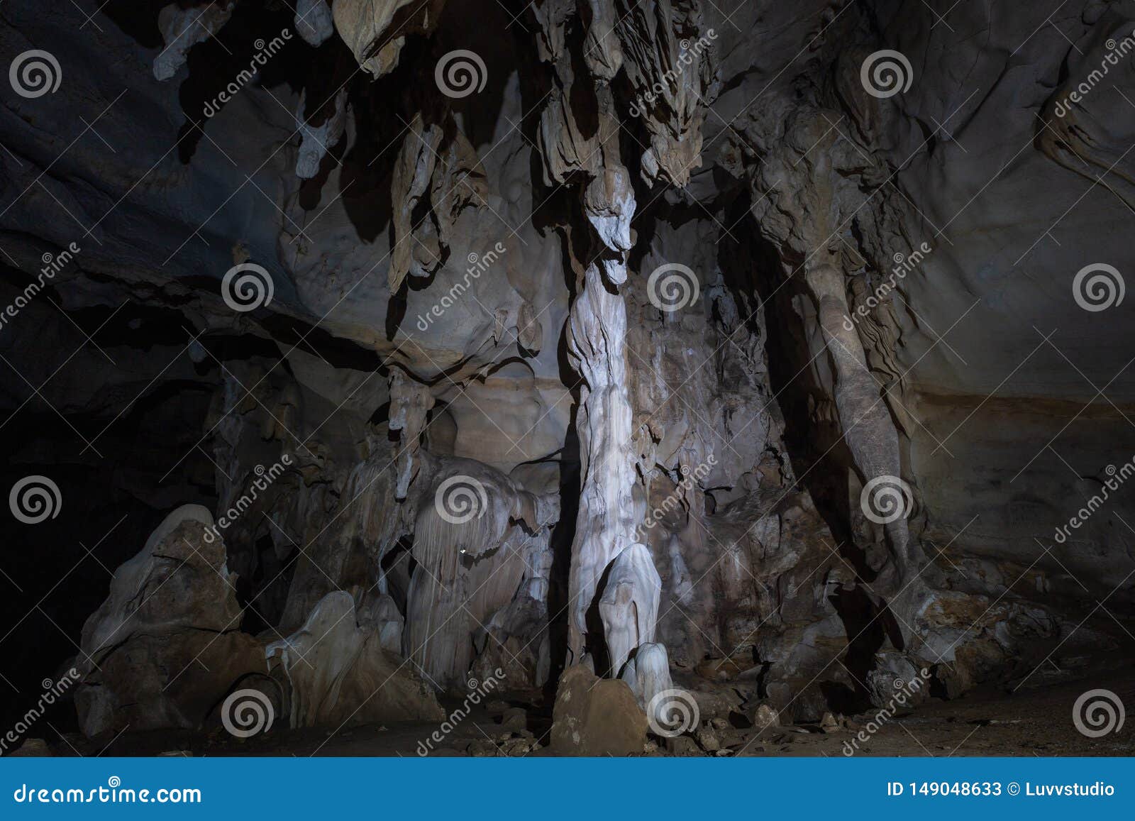 Cave Dark Interior With Underground Lake Stock Photography ...