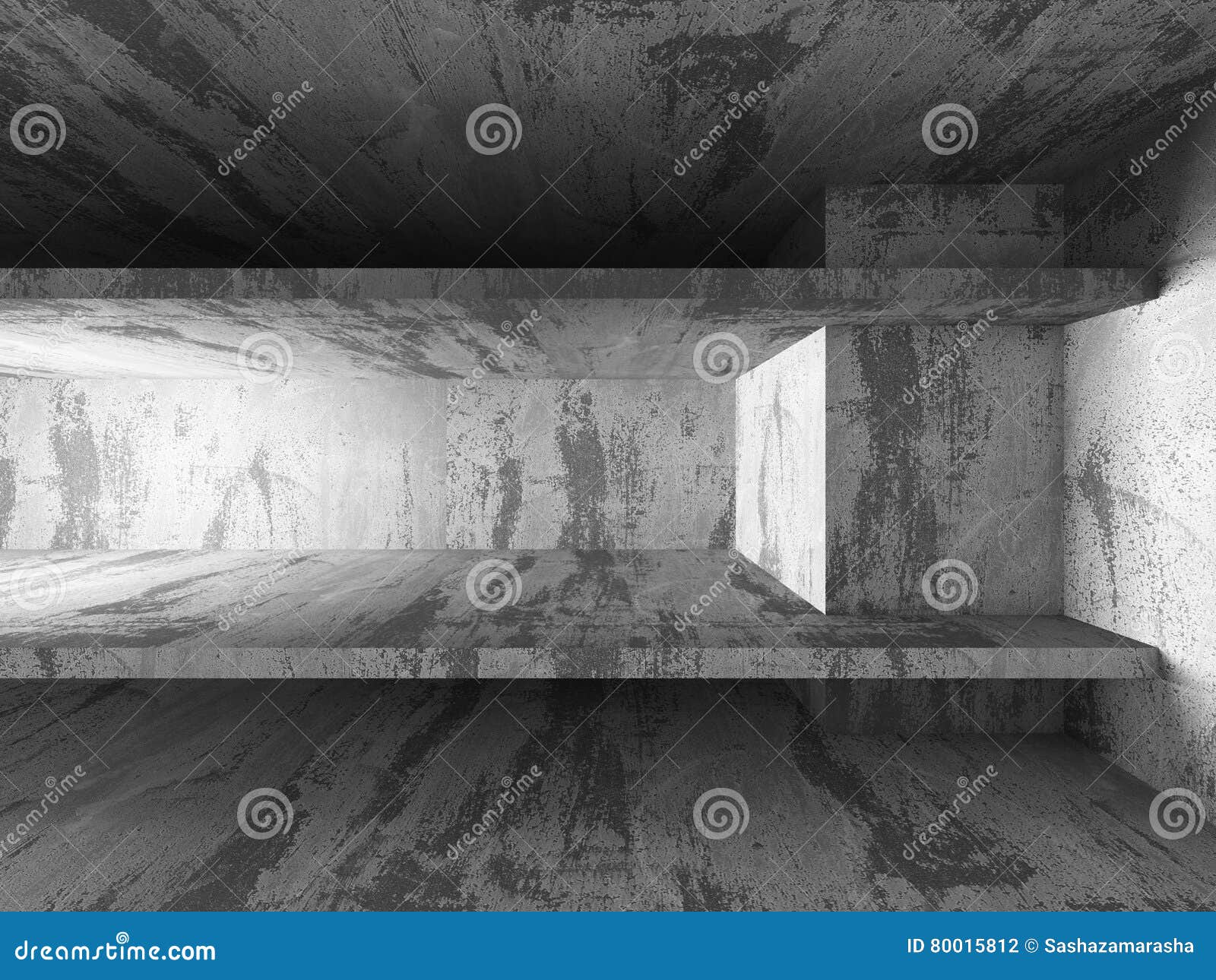 Dark Urban Empty Concrete Room Basement Interior. Architecture B Stock ...