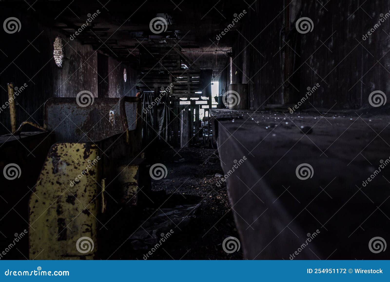 Dark View of an Abandoned Factory Stock Photo - Image of industrial ...