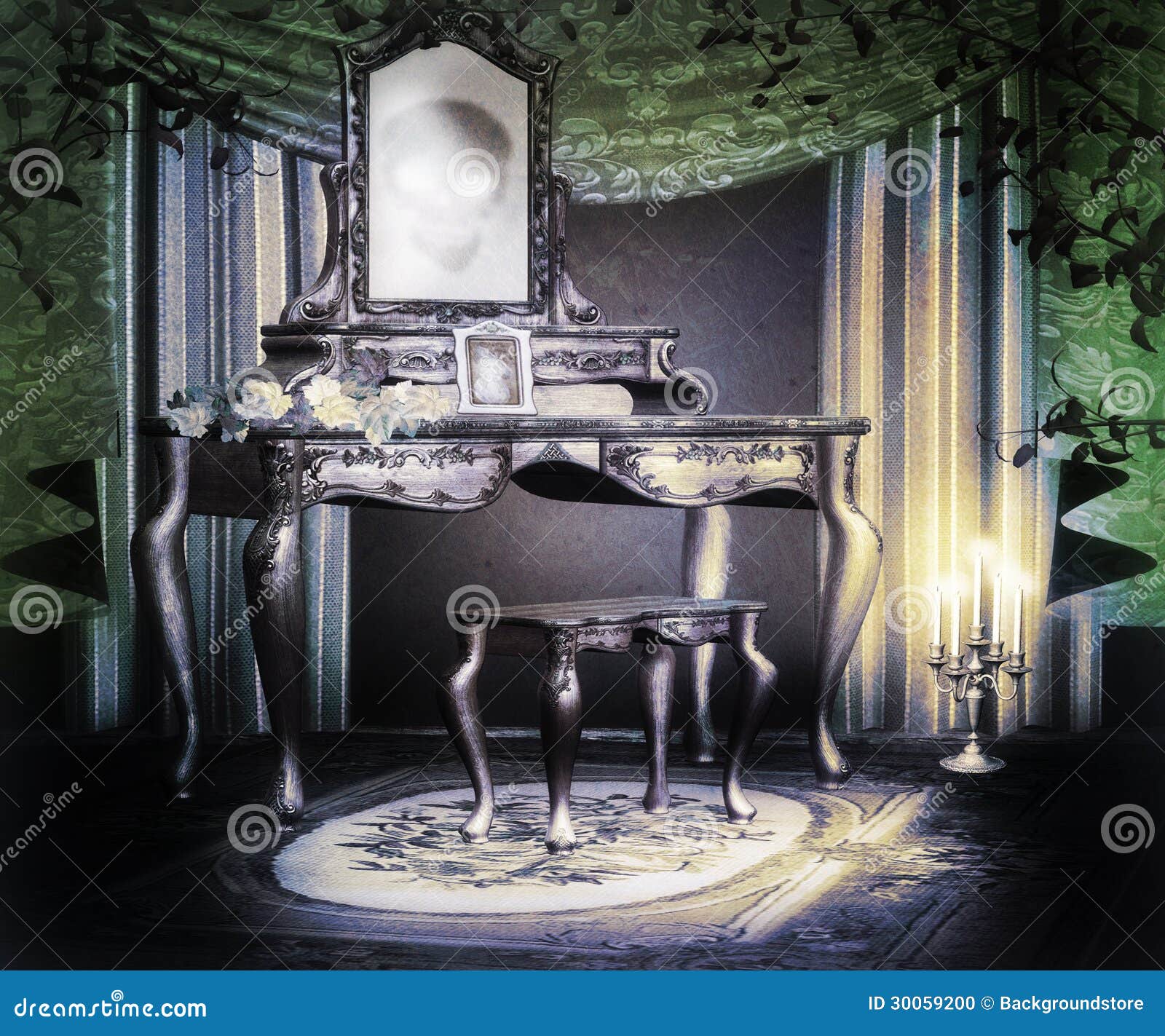 Dark Vintage Interior Horror Background Stock Illustration ...