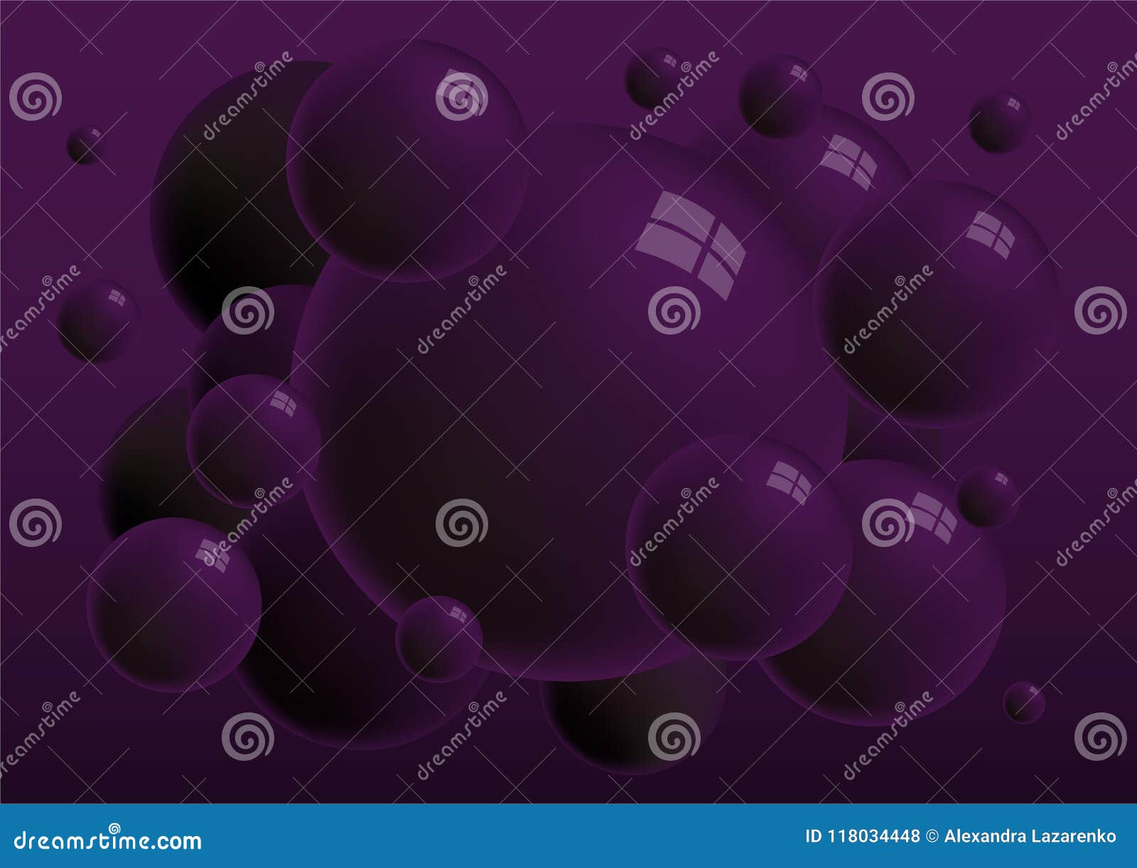Dark Violet 3d Glossy Spheres with Reflections Background Stock Vector ...