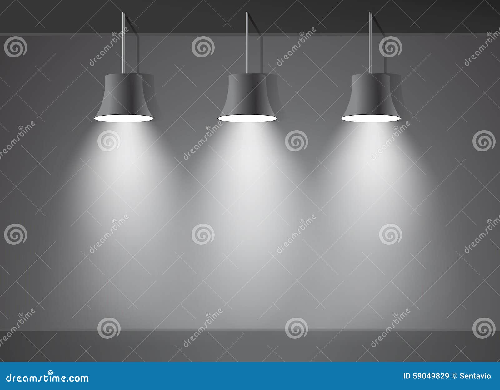 Dark Wall Bright Stage with Three Spot Lights Vector Stock Vector ...