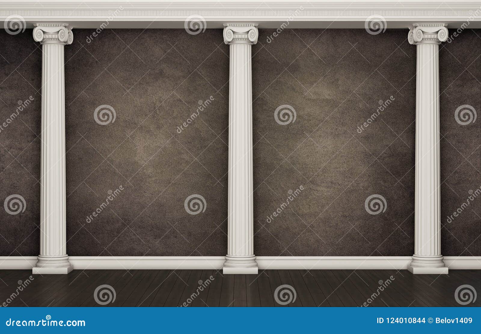 Dark Wall with Classic Columns Stock Photo - Image of interior, grunge ...