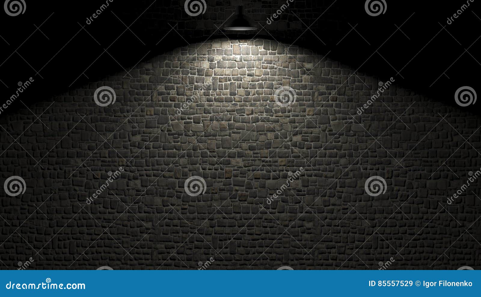 Dark Wall with Lamp Above 3d Rendering Stock Illustration ...