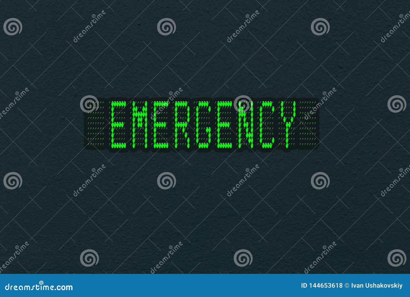 Dark Wall Texture with LED Panel with Inscription Emergency Stock ...