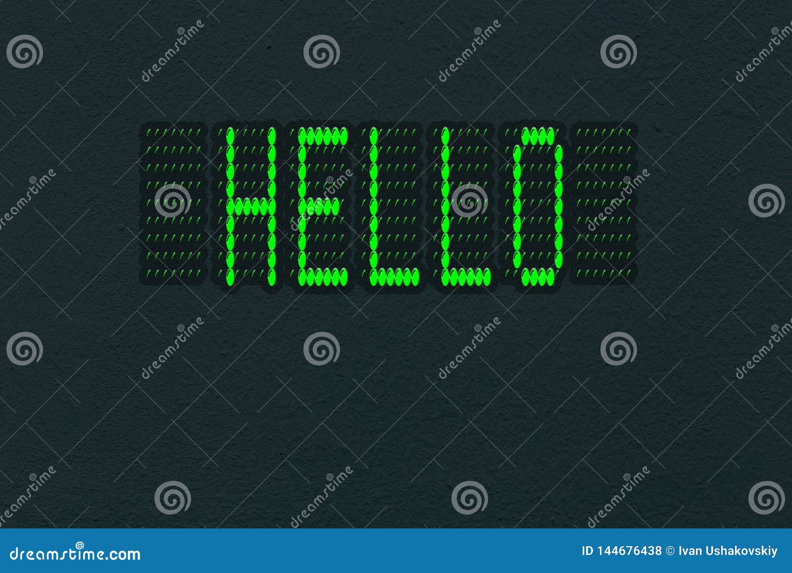 Dark Wall Texture with LED Panel with Inscription Hello Stock ...