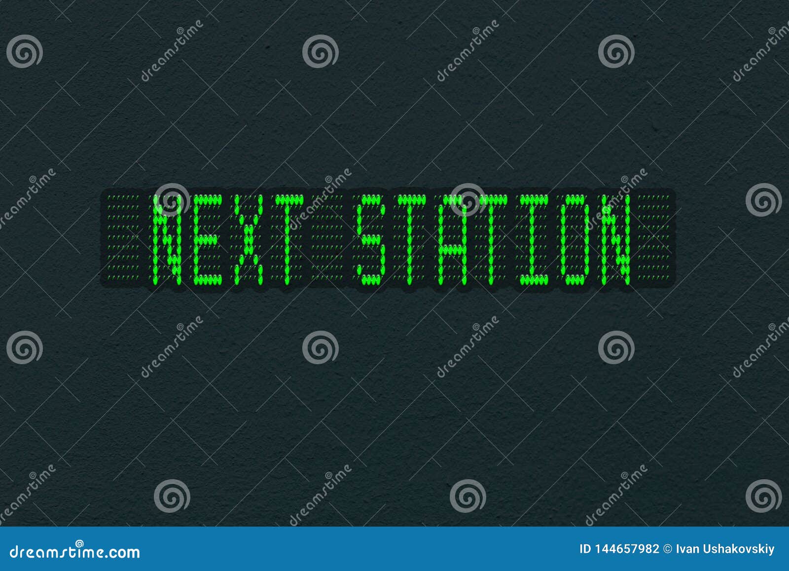 Dark Wall Texture with LED Panel with Inscription Next Station Stock ...