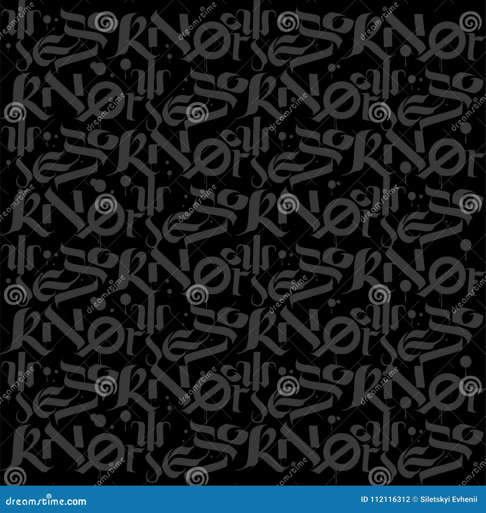 Gray Inscriptions, Calligraphy on a Black Background Stock Vector ...