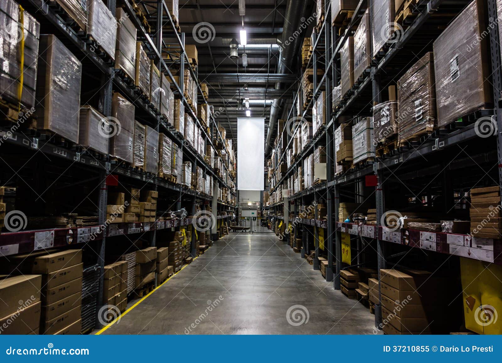 Dark warehouse stock image. Image of hangar, boxes, merchandise - 37210855