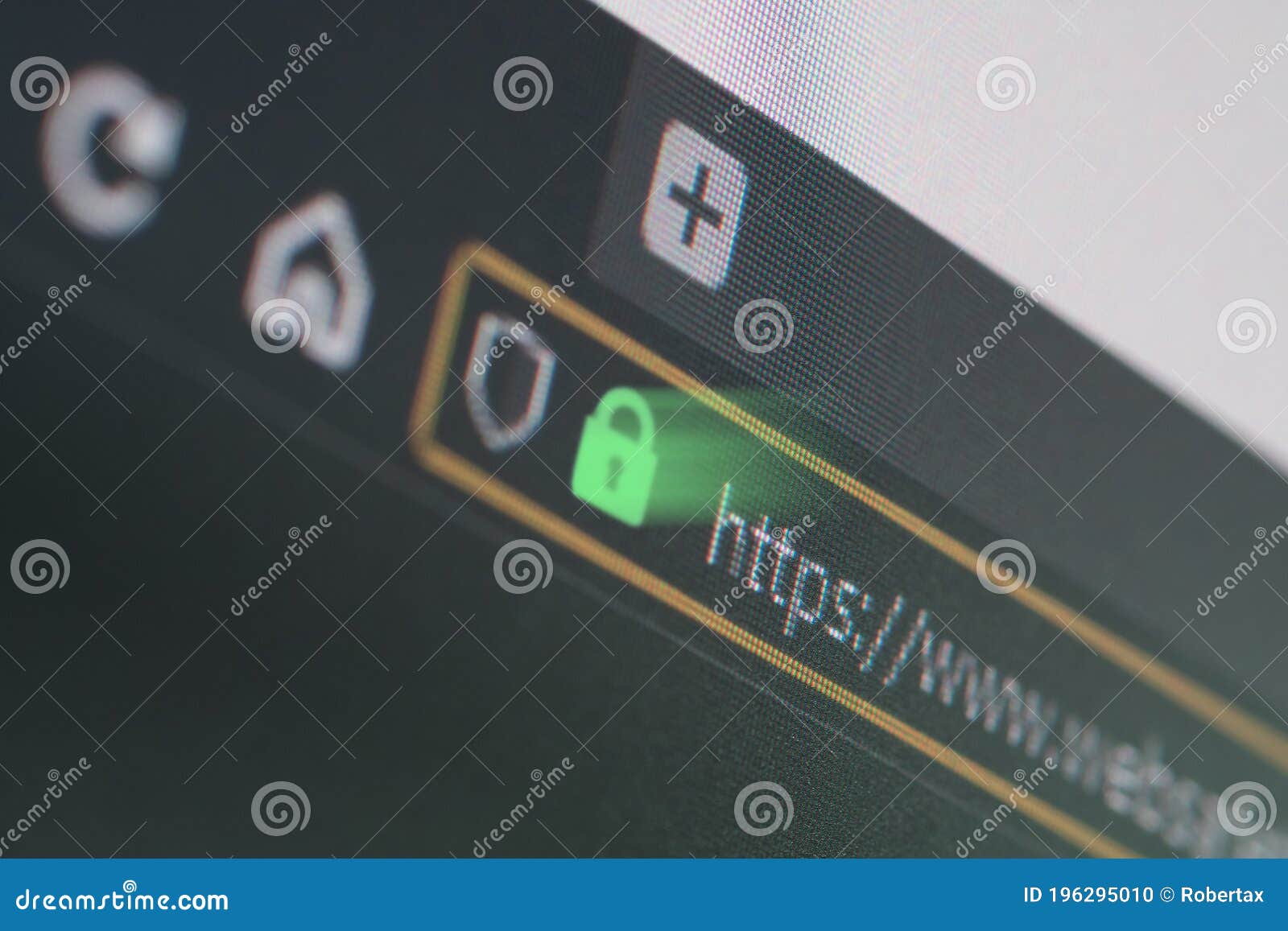Dark Web Browser Close-up on LCD Screen with Shallow Focus on Https ...