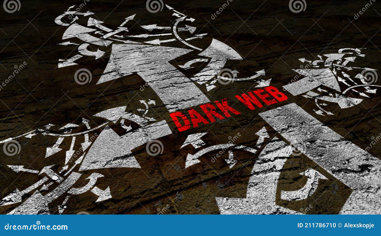 Dark Web Text on a Crossroad in Different Ways of Arrows on Grunge ...