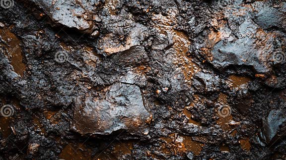 Dark Wet Rock Surface Texture Closeup Stock Illustration - Illustration ...
