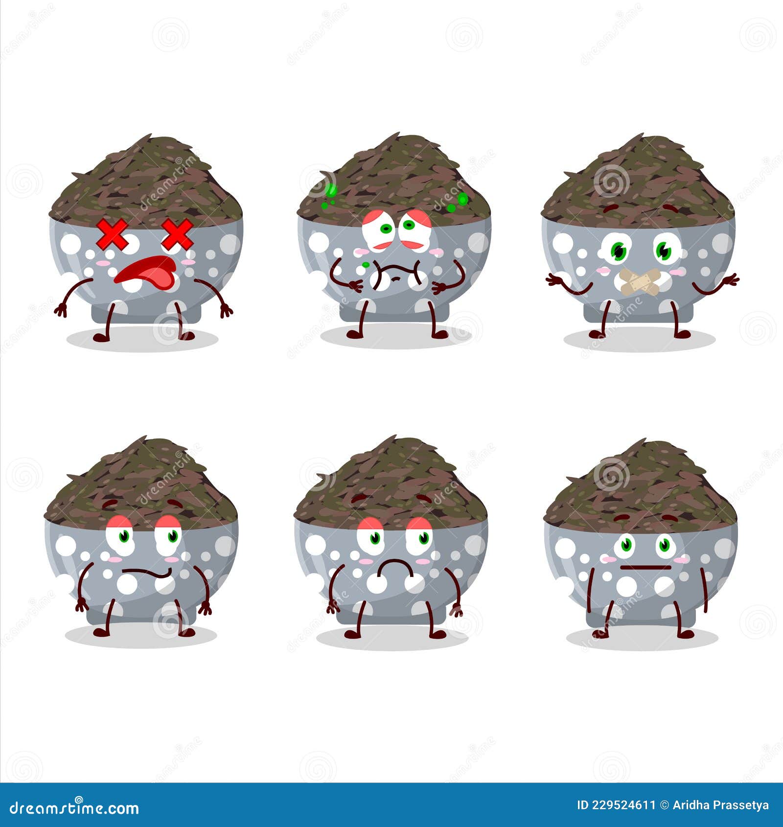 Dark Wild Rice Cartoon Character with Nope Expression Stock Vector ...